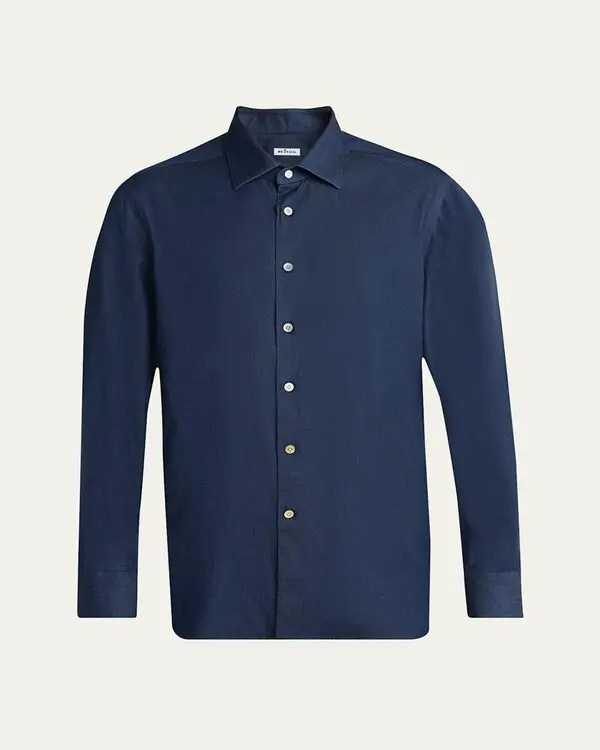 Kiton Chambray Classic Fit Button-down Shirt - Dk Blu