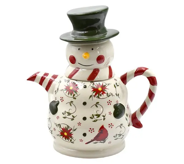 TEMP-TATIONS Nostalgic Seasonal 1.75qt Snowman Teapot