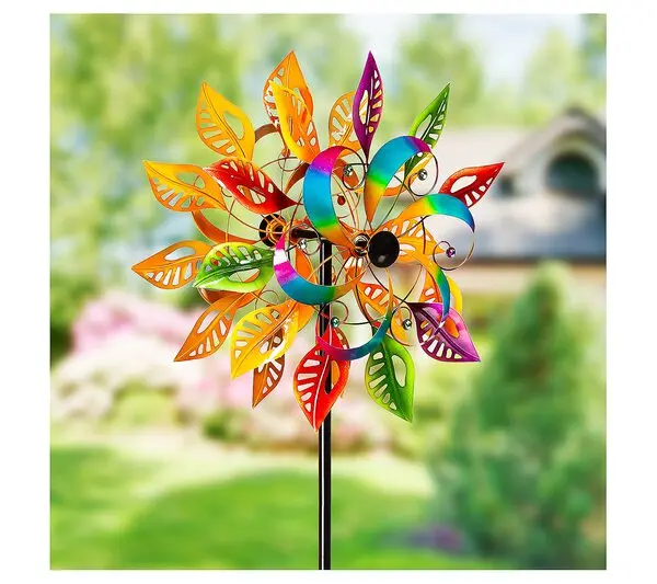 EVERGREEN 75'h Colorful Filigree Leaves Wind Sp Inner