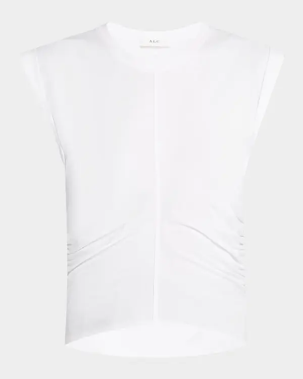 A.L.C. Nia Ruched Cap-sleeve Tee - White