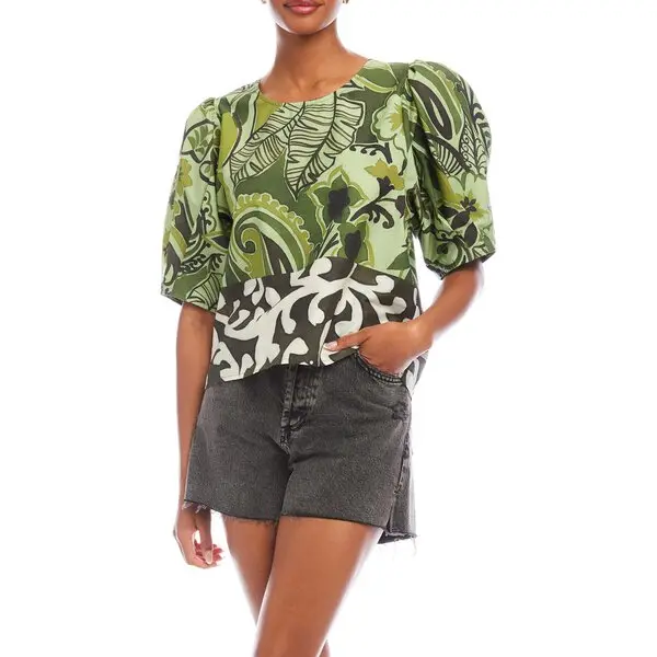 Fifteen Twenty Puff Sleeve Mix Top