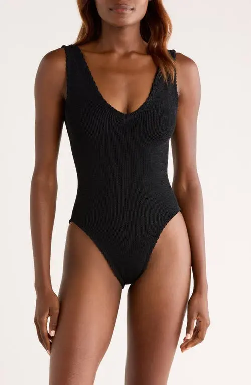 Hunza G Sadie V-neck One-piece Swimsuit - Black