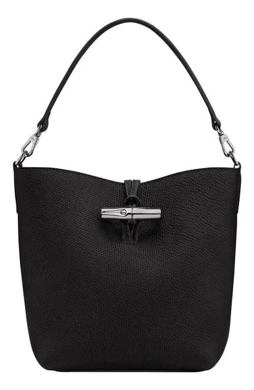 Longchamp Le Roseau Extra Small Leather Bucket Bag - Black