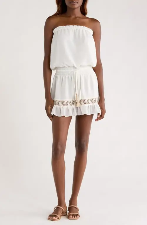 Ramy Brook Lauryn Strapless Cover-up Minidress - White W/ Neutral