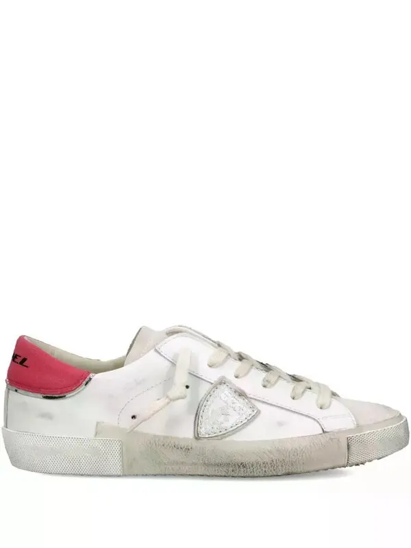 Philippe Model Distressed Leather Low-top Sneakers - White