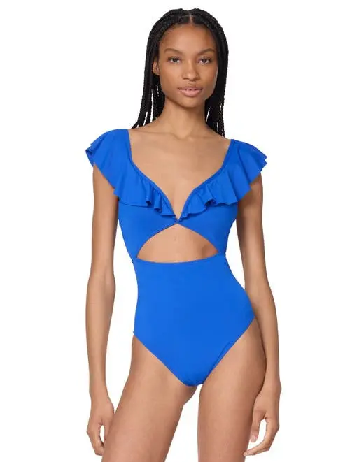 Kate Spade New York Ruffle V-wire One Piece Swimsuit