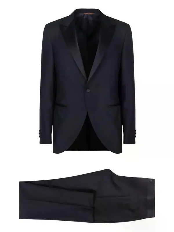 Canali Satin-lapel Wool Suit - Blue