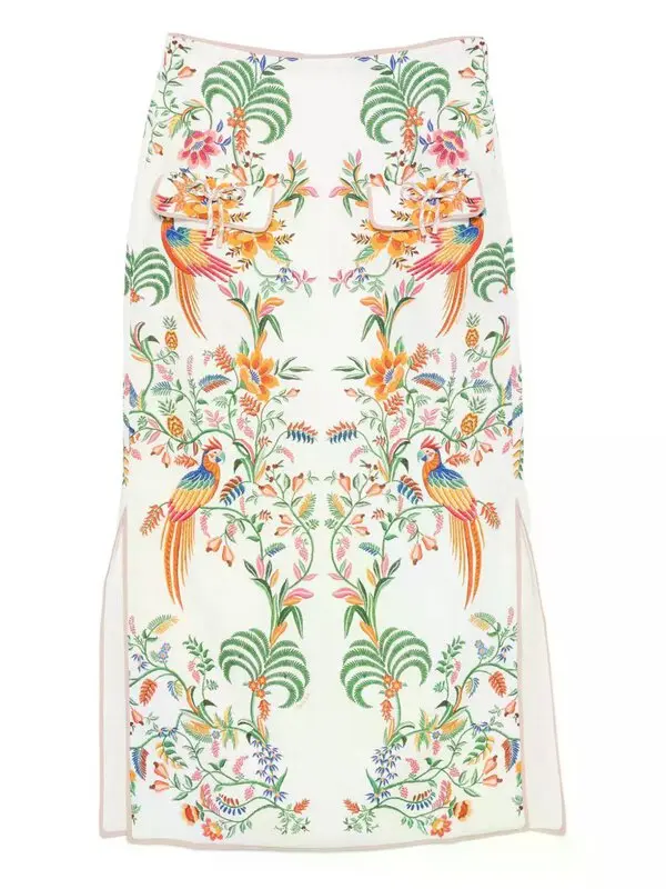 Farm Rio Delicate Forest Maxi Skirt - White