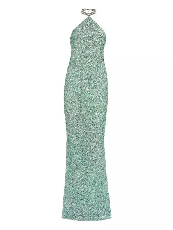 TALLER MARMO Poseidon Halterneck Gown - Green