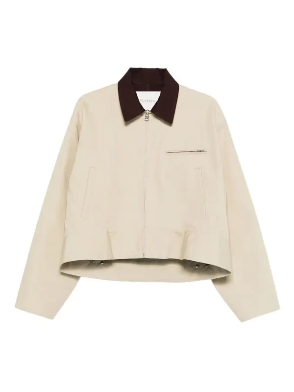 JW Anderson Curved-hem Cotton Jacket - Neutrals