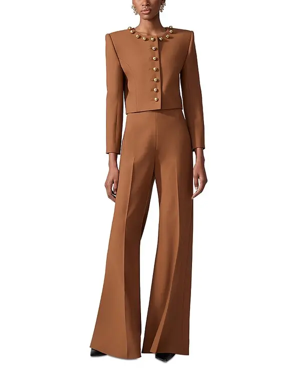 Carolina Herrera Collarless Cropped Jacket - Nutmeg