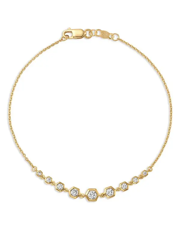Bloomingdale'S Diamond And 14k Yellow Honeycomb Bezel Bracelet