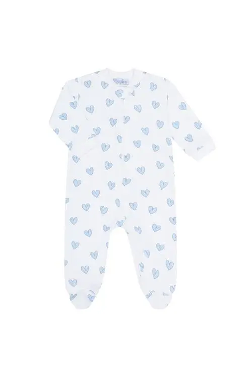 NELLAPIMA Heart Print Zipper Footie - Blue