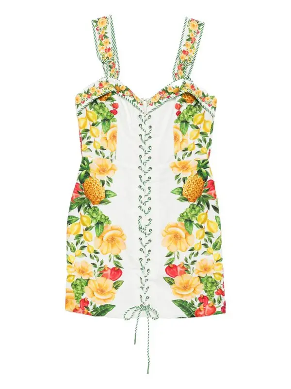 Farm Rio Picnic Flowers Mini Dress - White