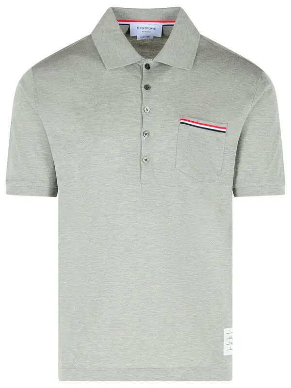 Thom Browne Rwb Cotton Polo Shirt - Light Grey