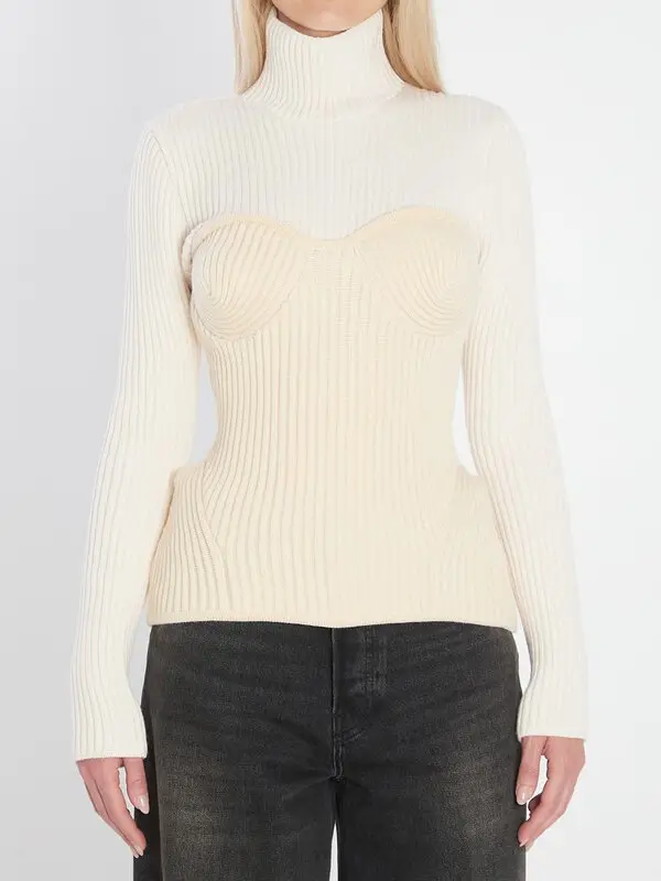 Jean Paul Gaultier Ribbed Knit Pullover - White