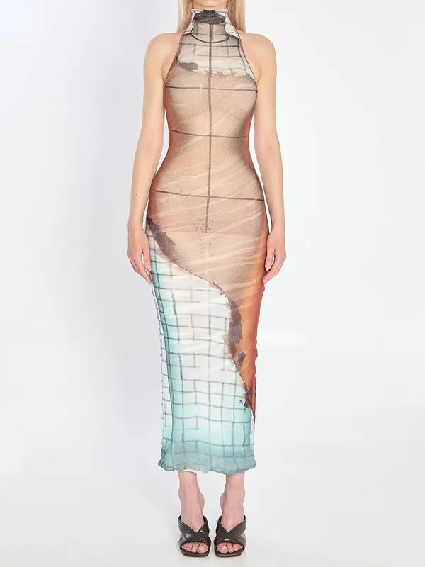 Jean Paul Gaultier Printed Long Dress - White