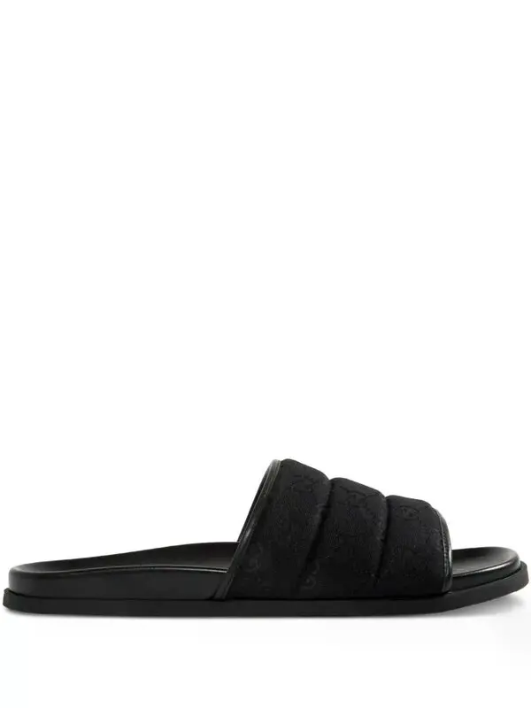 Gucci Gg-pattern Padded Slide Sandals - Black