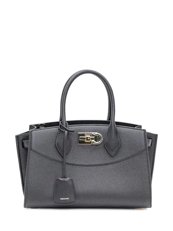 FERRAGAMO Grained Leather Bag With Metal Clasp