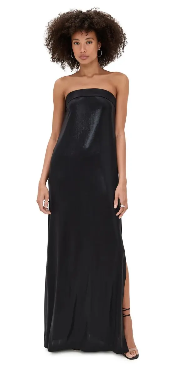 Norma Kamali Strapless Maxi Gown With Side Slit - Black