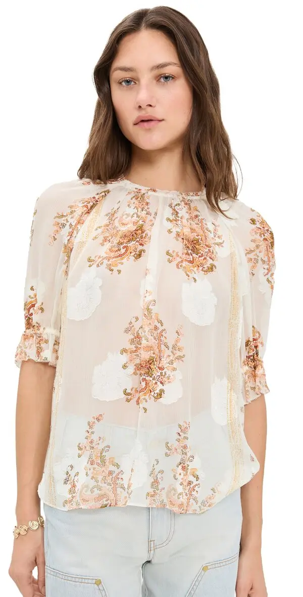 Ulla Johnson Pippa Short Sleeve Blouse - Alabaster