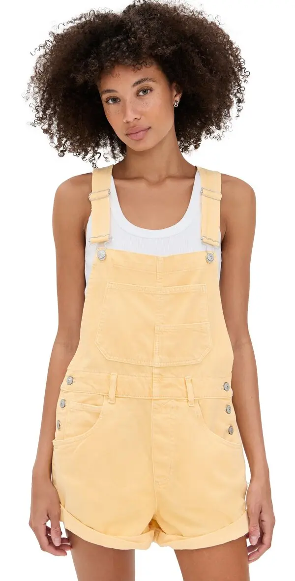 Free People Ziggy Shortalls - Lemon Drop