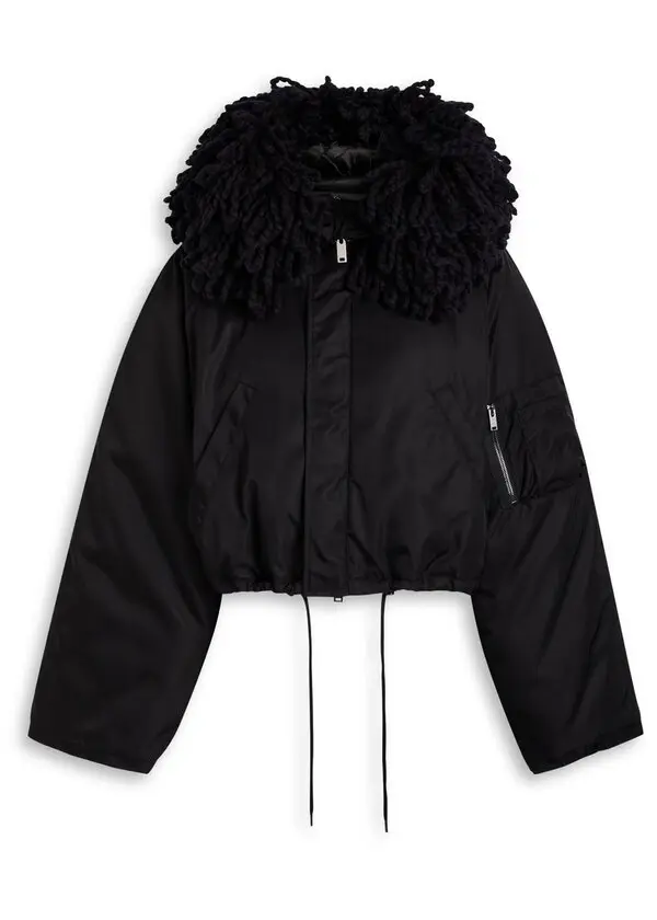 Stella McCartney Shaggy Knit Quilted Shell Coat