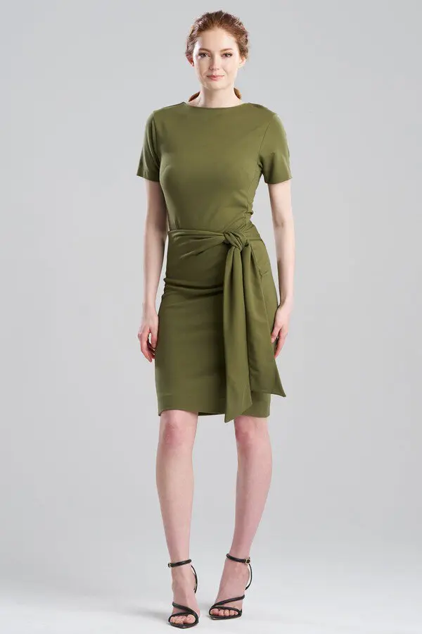 Natori Ponte Knit Front Tie Sheath Dress