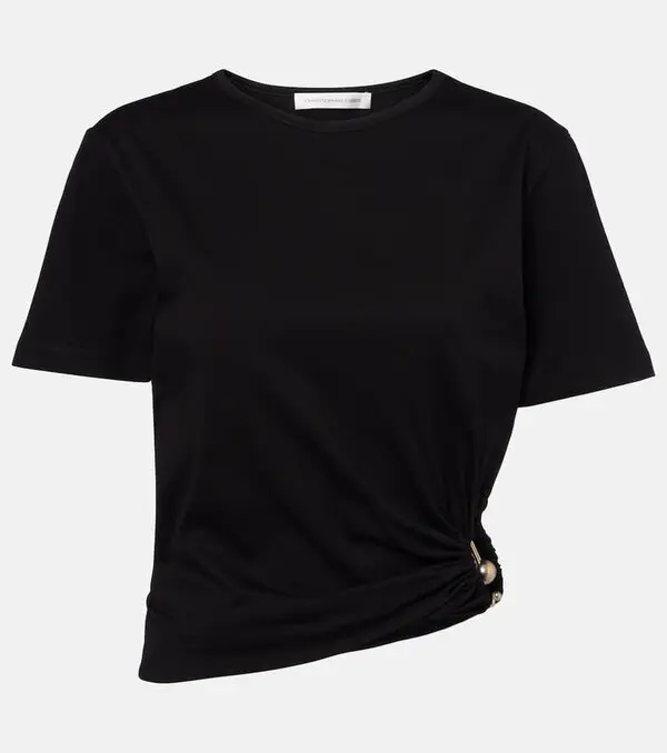 Christopher Esber Orbit Cotton Jersey Crop Top - Black