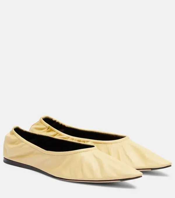 THE ROW Liisa Leather Ballet Flats - Yellow