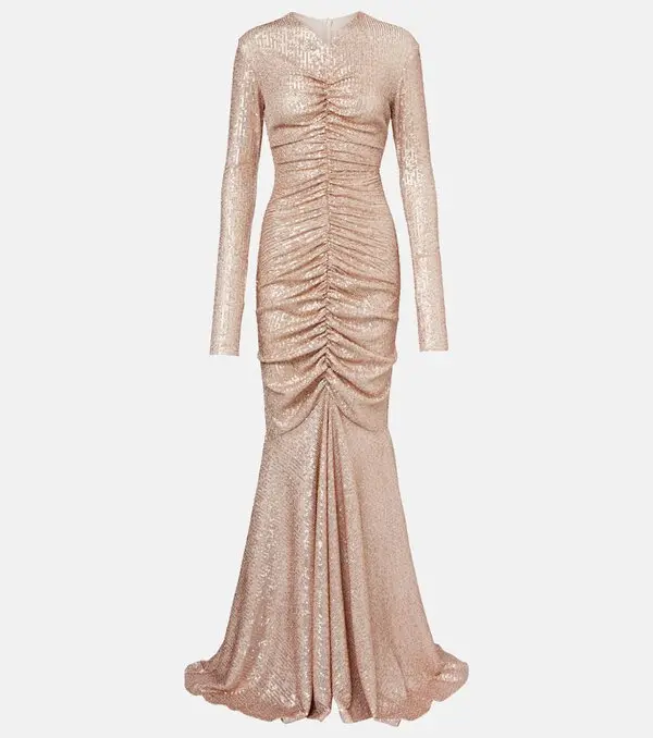 Norma Kamali Ruched Sequined Gown