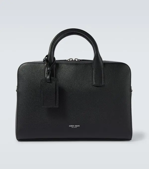 Giorgio Armani Leather Briefcase - Black
