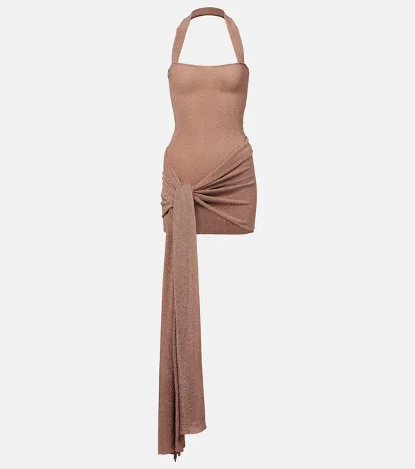 AYA MUSE Draped Lamé Minidress - Pink