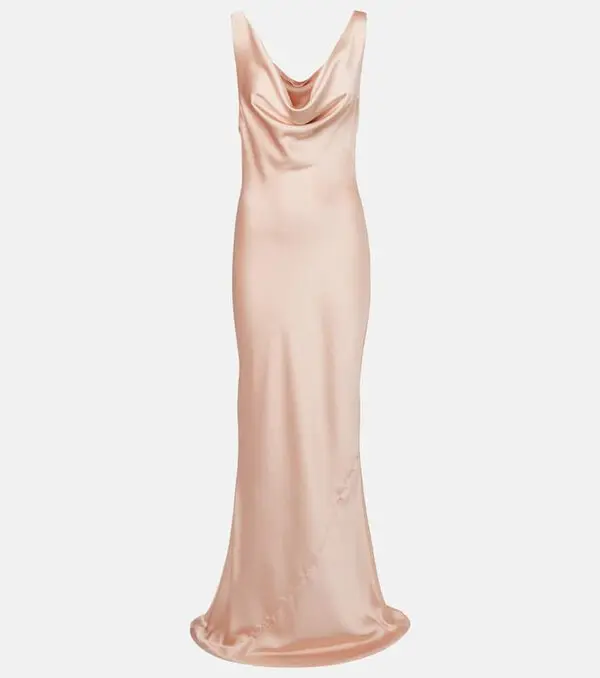 Norma Kamali Draped Satin Gown - Pink