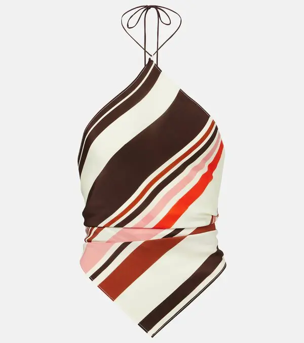 Sir The Label Thistle Striped Open-back Silk Satin Top
