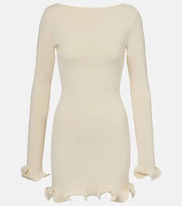 SAME Ruffled Knitted Minidress - White