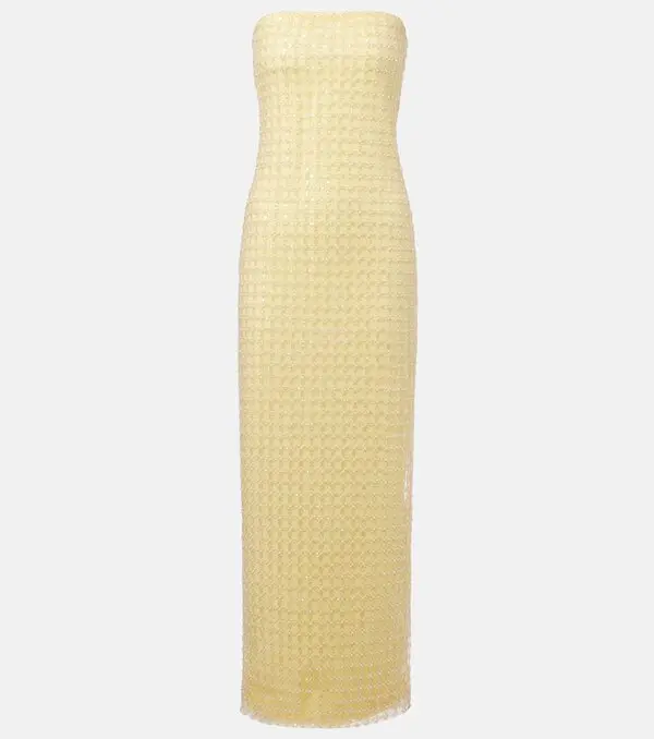 Remain Birger Christensen Embellished Strapless Gown - Yellow