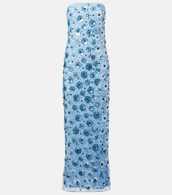 Remain Birger Christensen Floral Embellished Strapless Gown