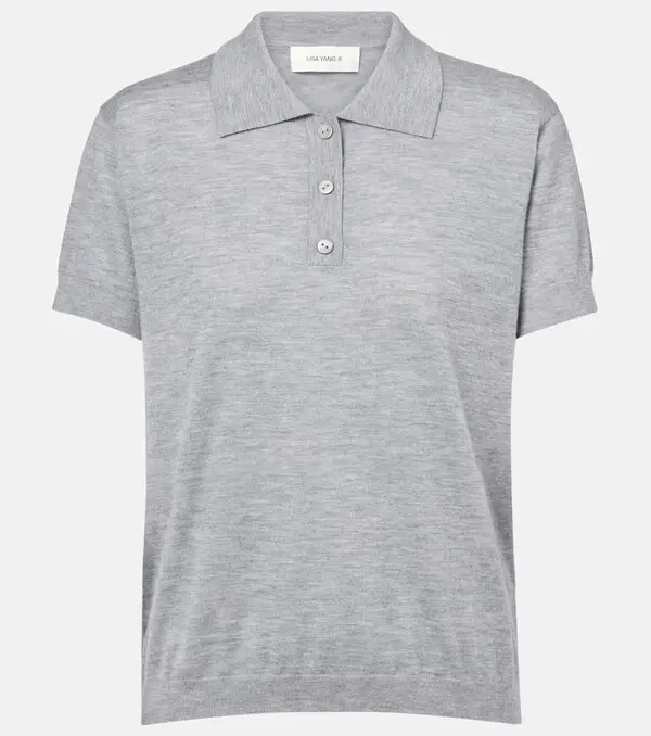 LISA YANG Nai Knitted Cashmere Polo Shirt - Grey