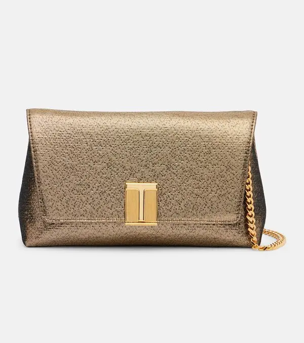 TOM FORD Nobile Small Metallic Clutch - Gold