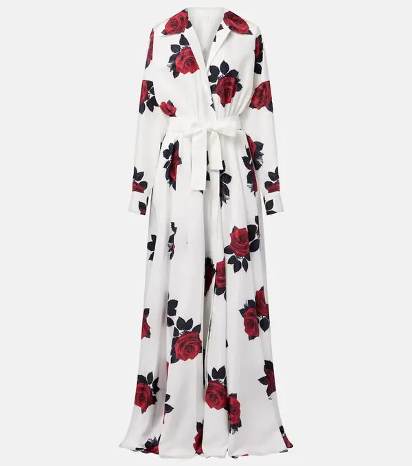 Norma Kamali Floral Belted Shirt Dress - Multicoloured