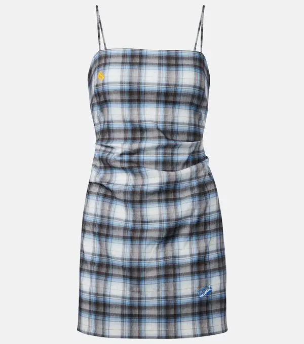 Acne Studios Plaid Linen-blend Mini Dress - Blue
