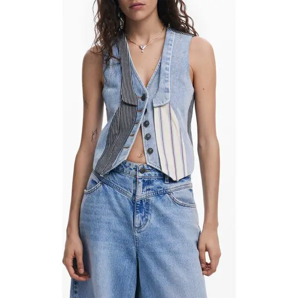 Desigual Patchwork Denim Vest