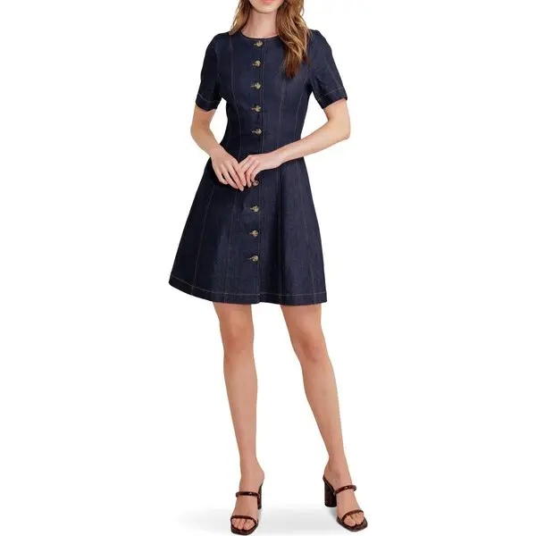 FREEMARKET Short Sleeve A-line Denim Mini Dress