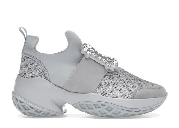 ROGER VIVIER Viv' Run Sneakers With Crystal Buckle - Grey