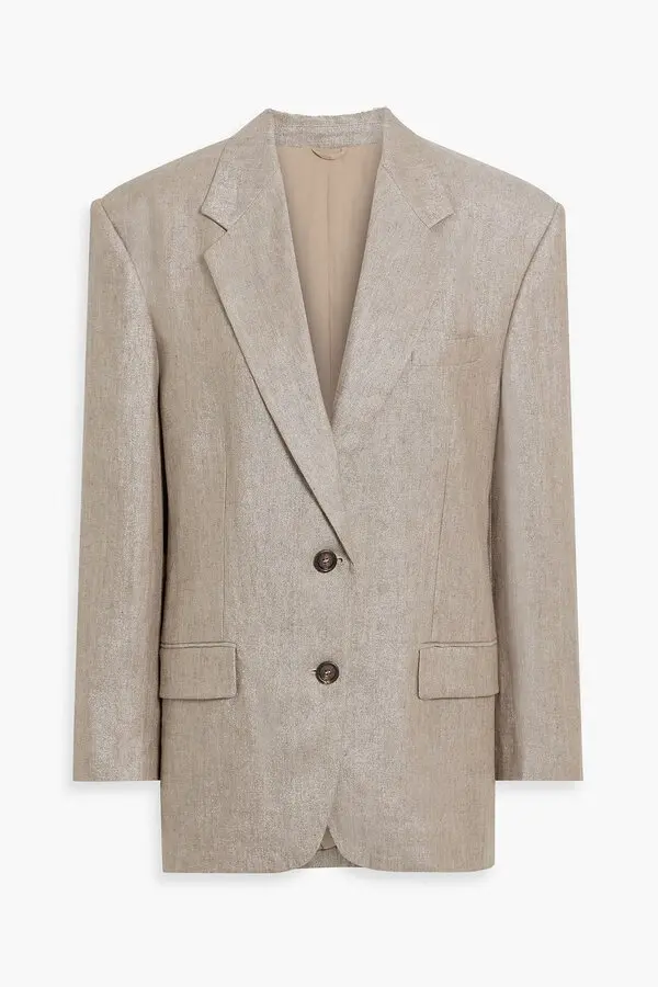 Brunello Cucinelli Metallic Linen-blend Twill Blazer