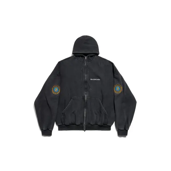 Balenciaga Uniform Patch Zip-up Hoodie Large Fit
