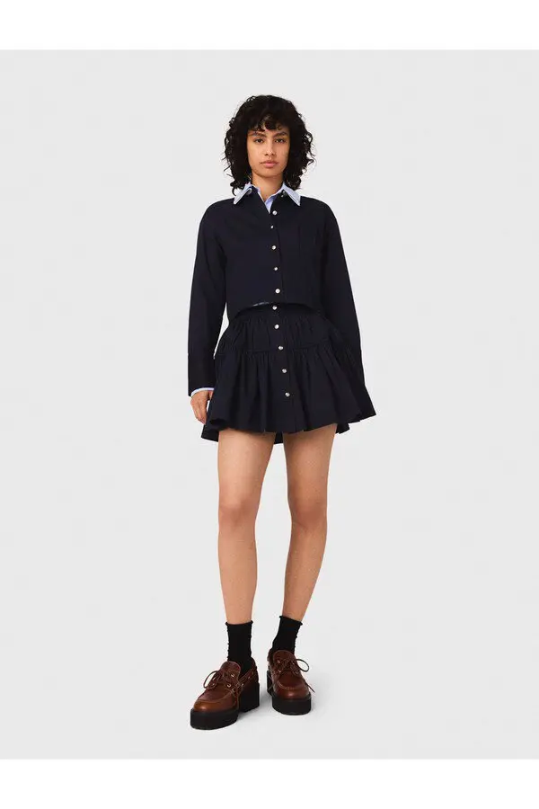Maje Mini Elasticated Waist Skirt - Black