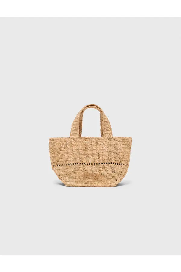 Maje Raffia Mini Tote - Beige
