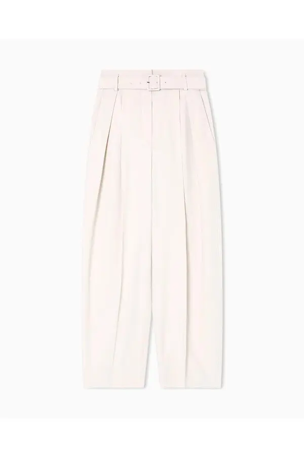 Emporio Armani Envers Satin Trousers With Pleats And Belt - Brown / Neutral